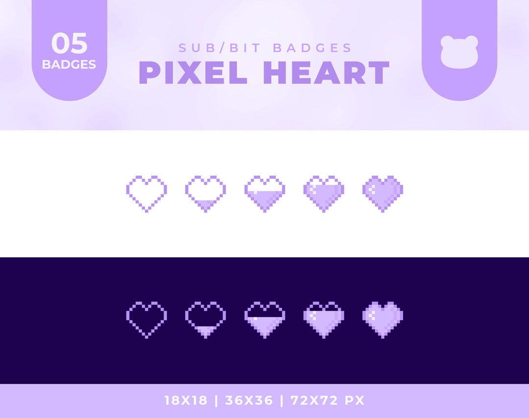 Badge Pixel Heart Purple - Etsy