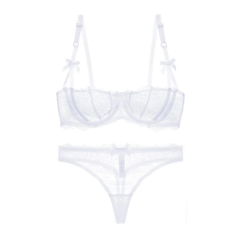 Balconette See Through Lingerie Set Half Cup See Through Set - Etsy Israel