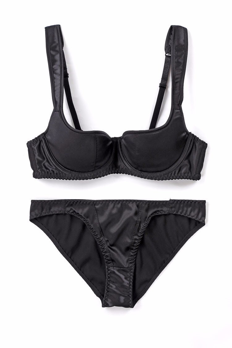 Bra And Panties Shelf Balconette Bra And Panties Set Satin Etsy