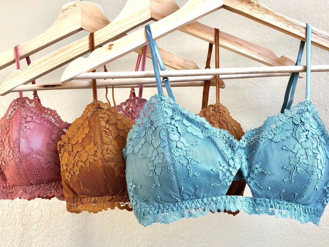 Lace Triangle Bralette Everyday Bralettes Comfy Bralette Thin Padded ...