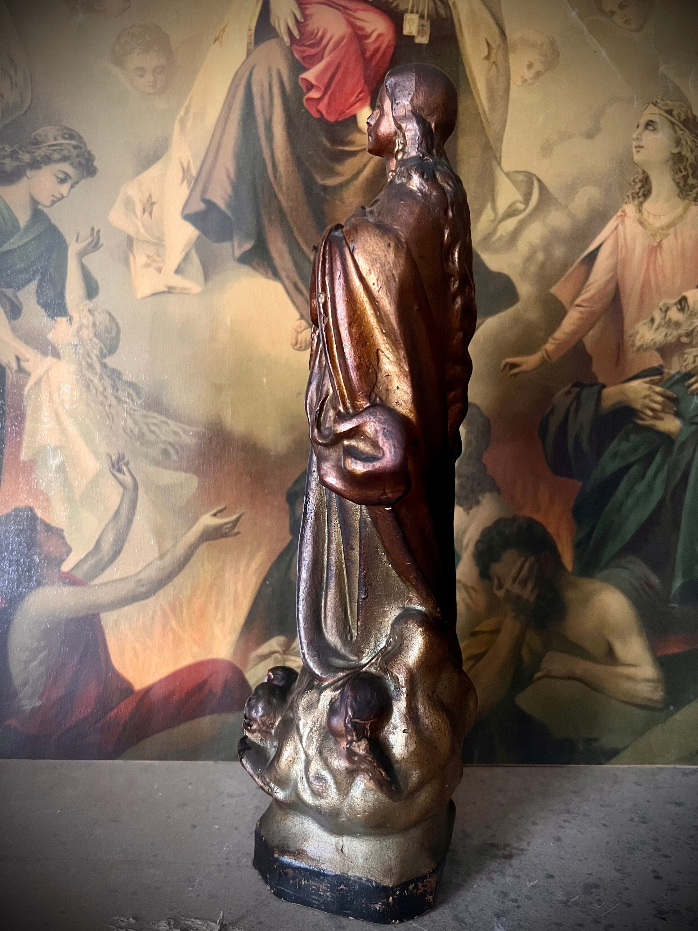 Vintage Plaster Virgin Inmaculada From Spain,religious Statue, Mother ...