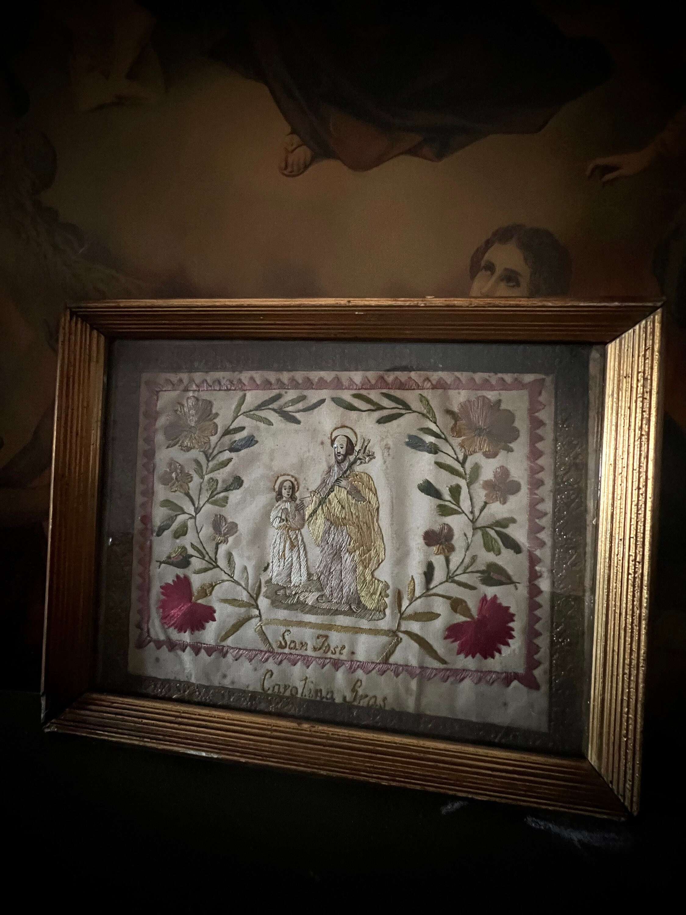 Very Rare Vintage Early 19th Century Silk Embroidered Religious ...