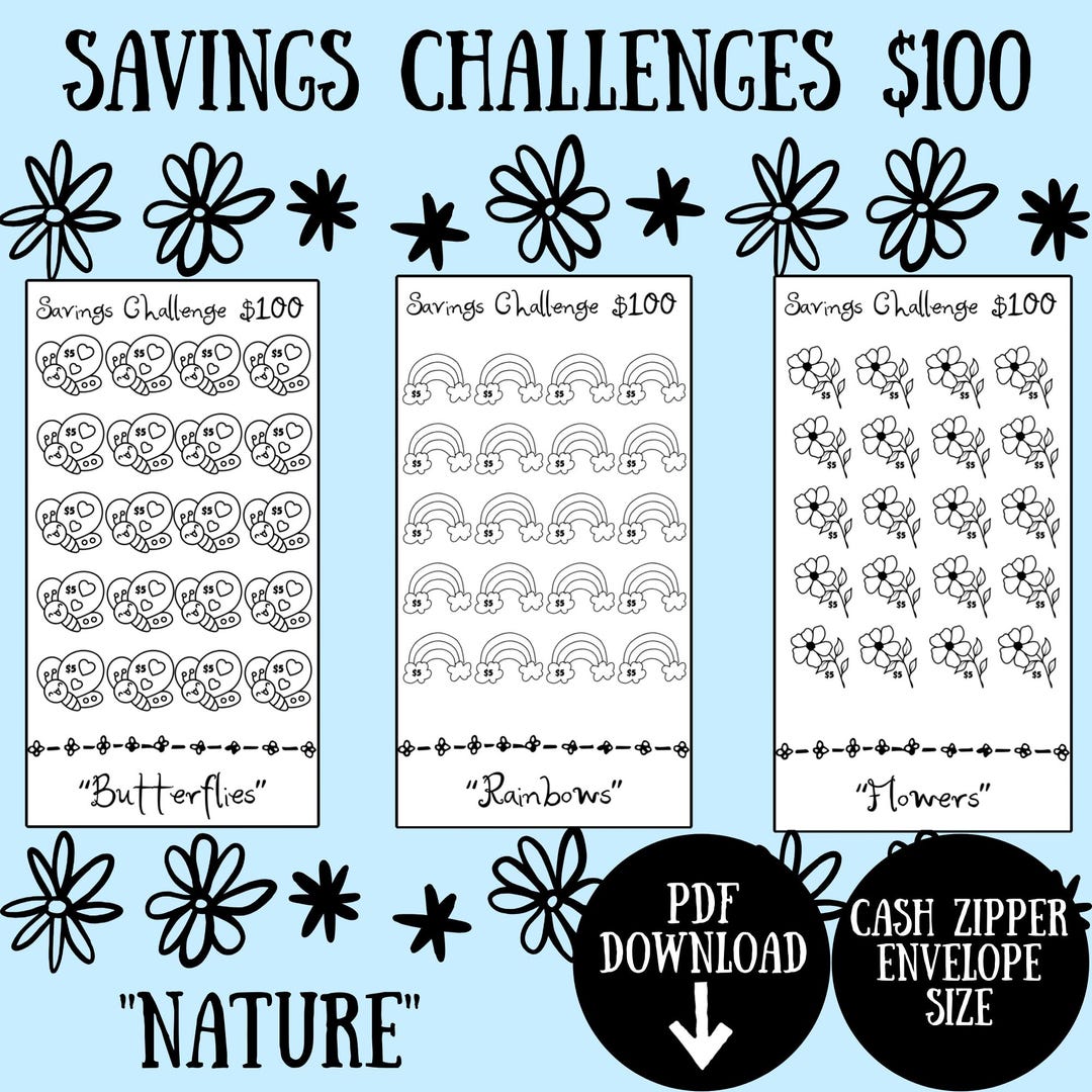 Savings Challenges | Printable | PDF Instant Download | 100 Dollars ...