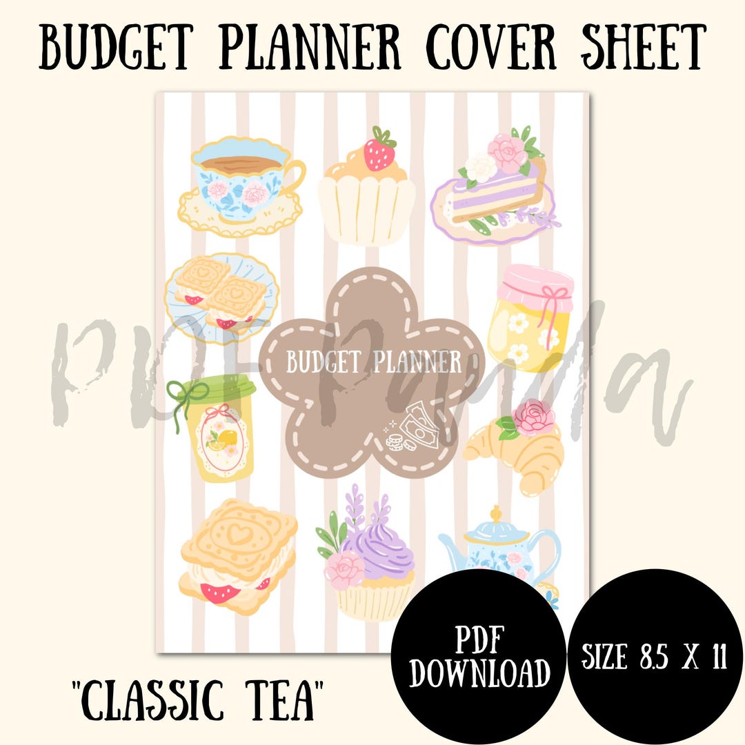 Classic Tea Budget Planner Cover Sheet | Printable PDF Download - Etsy ...