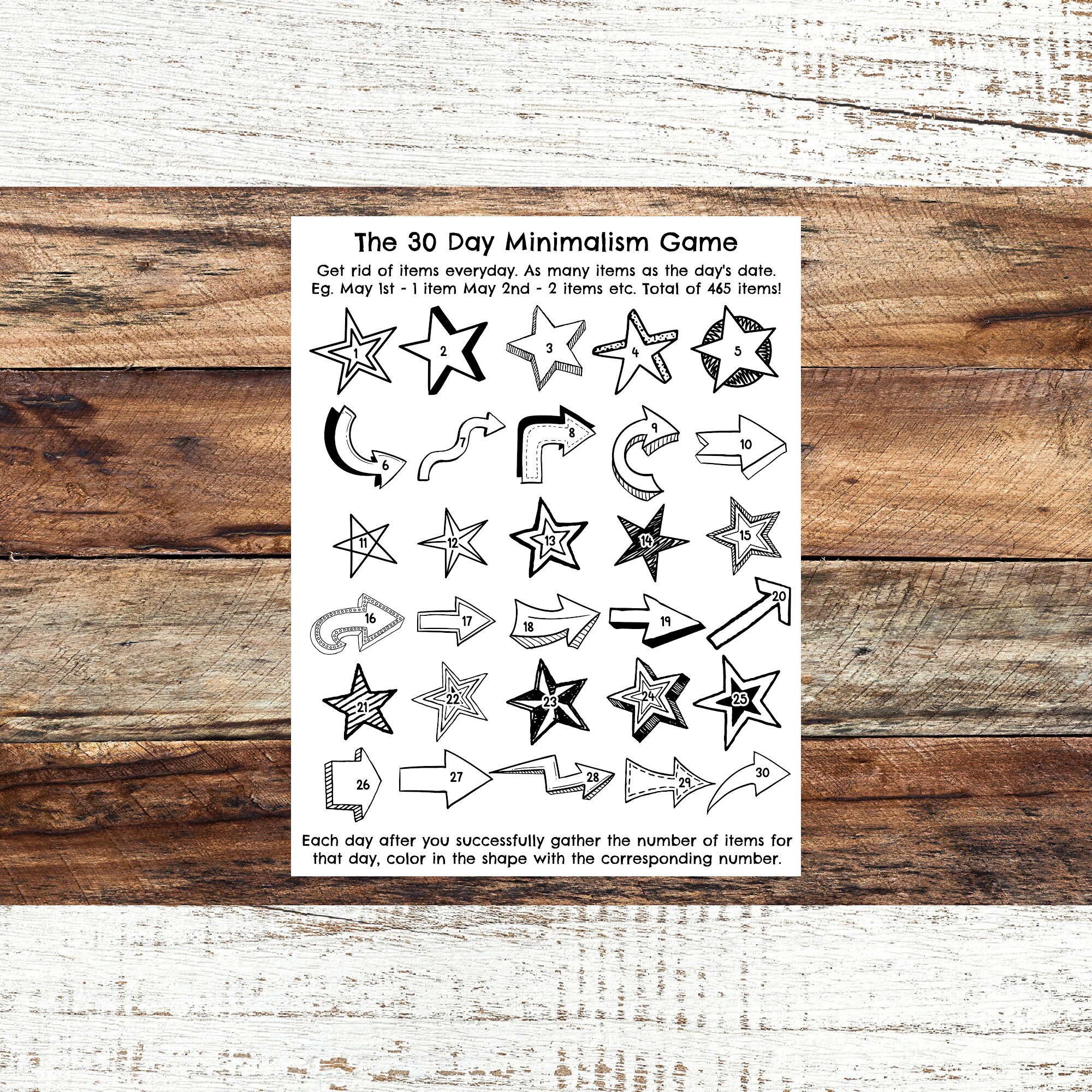 30 Day Minimalism Game Tracker | Printable | PDF Instant Download | the ...