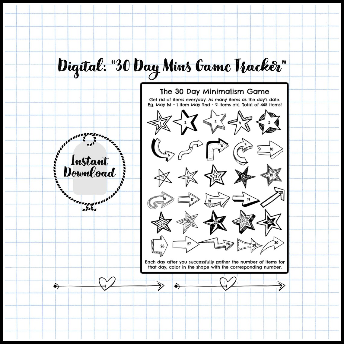 30 Day Minimalism Game Tracker | Printable | PDF Instant Download | the ...