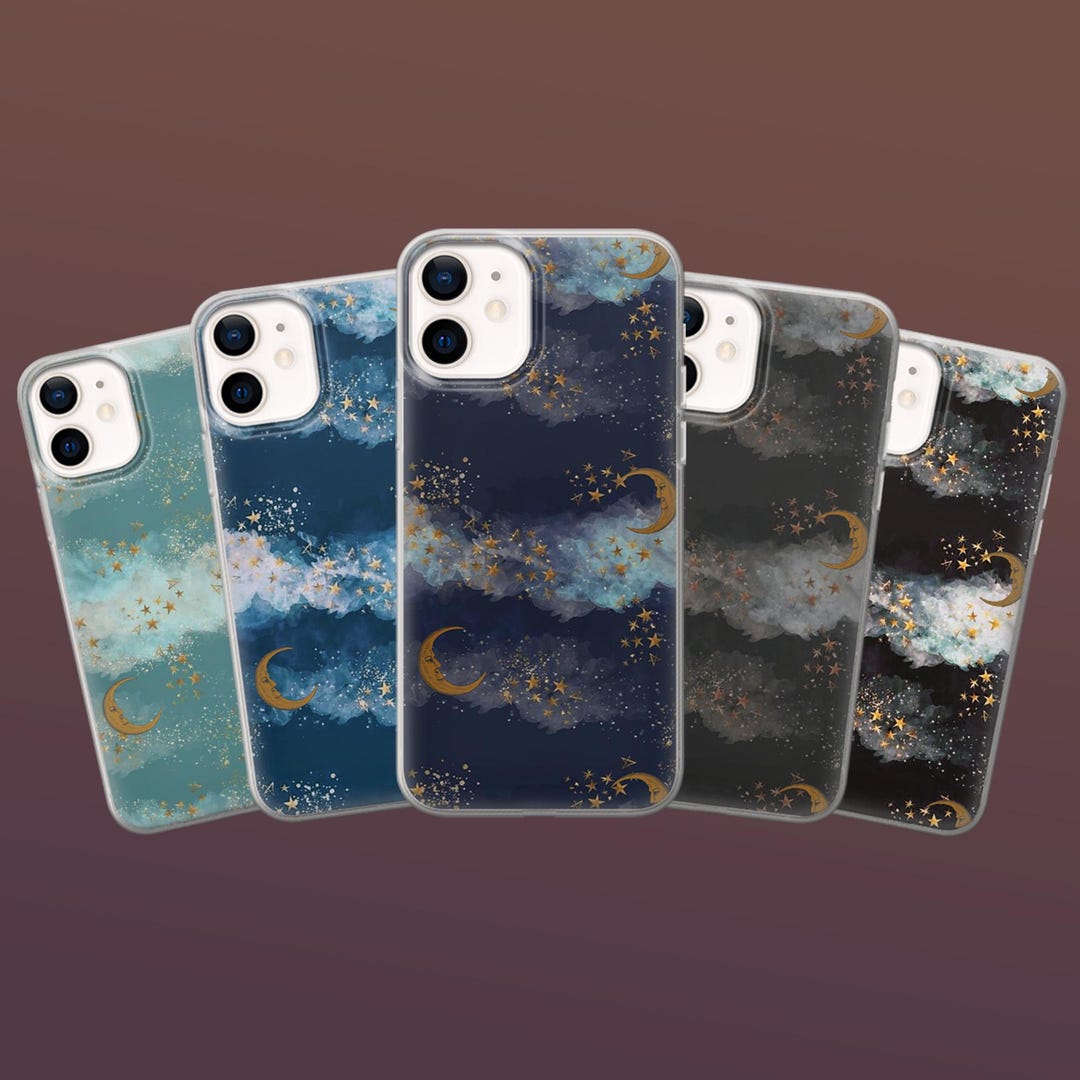 Moon Stars Phone Case Celestial Cloud Cover for iPhone 17, 16E, 15, 14 ...