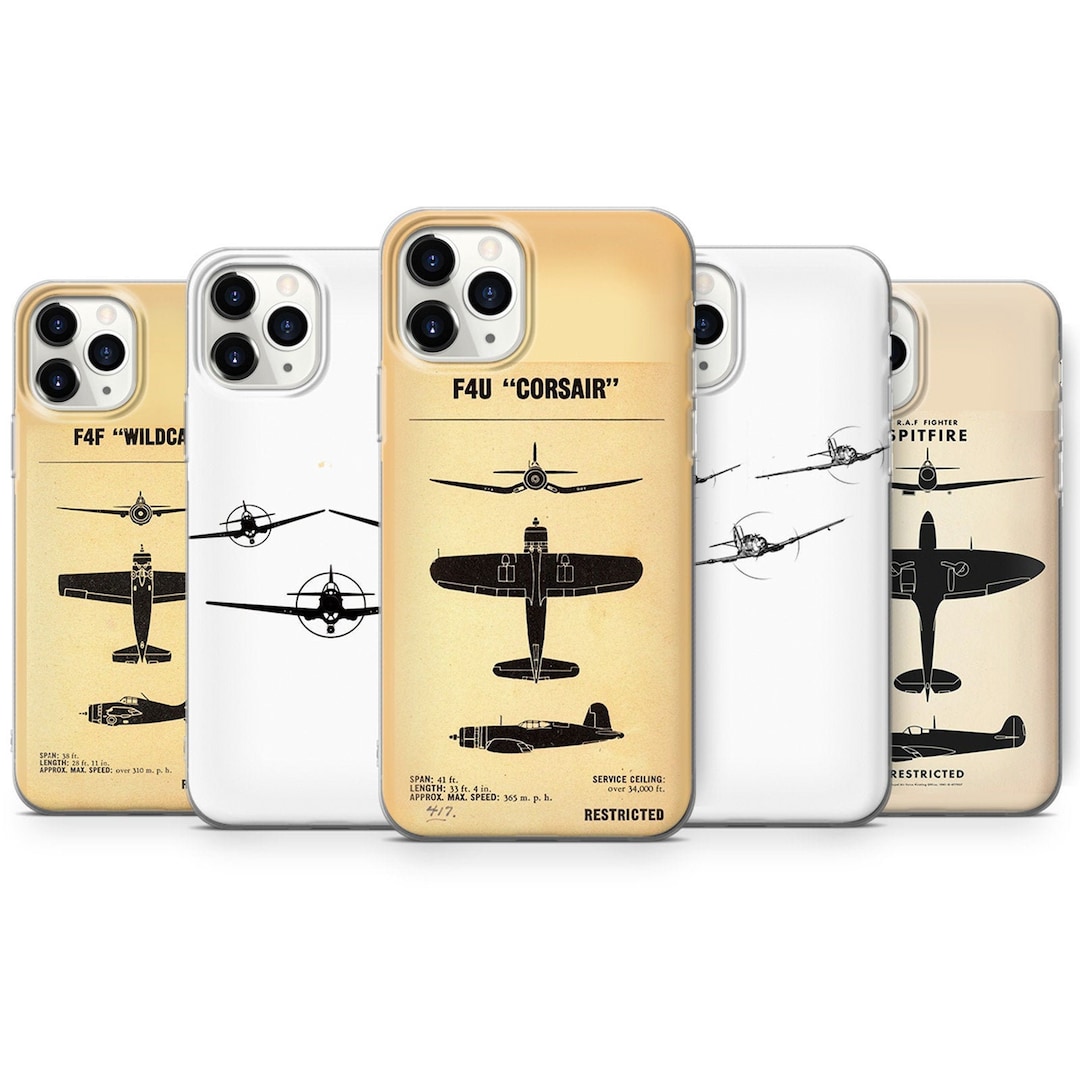Vintage Airplane Phone Case WW2 Pilot Cover for iPhone 17, 16E, 15, 14 ...