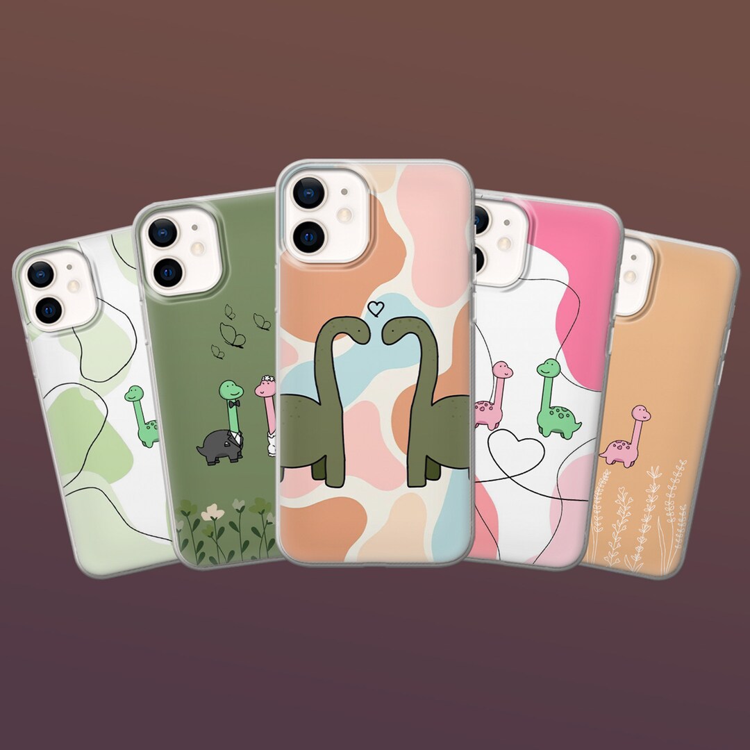Pink Dinosaur Phone Case Brontosaurus Cover for iPhone 14, 13, 12, 11 ...
