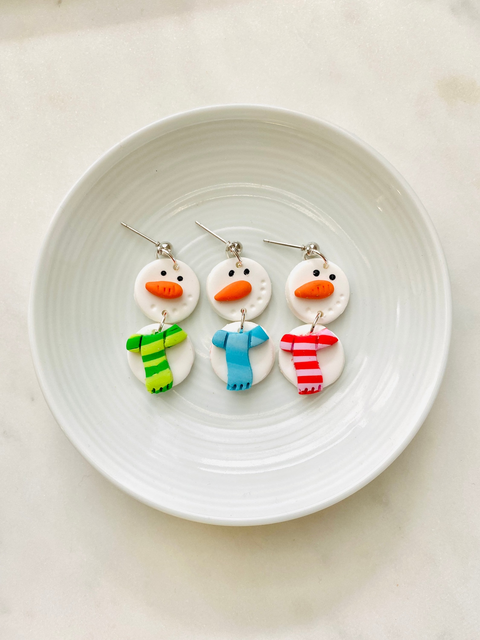 Snowman Dangle Earrings: Polymer Clay Winter Jewelry - Etsy