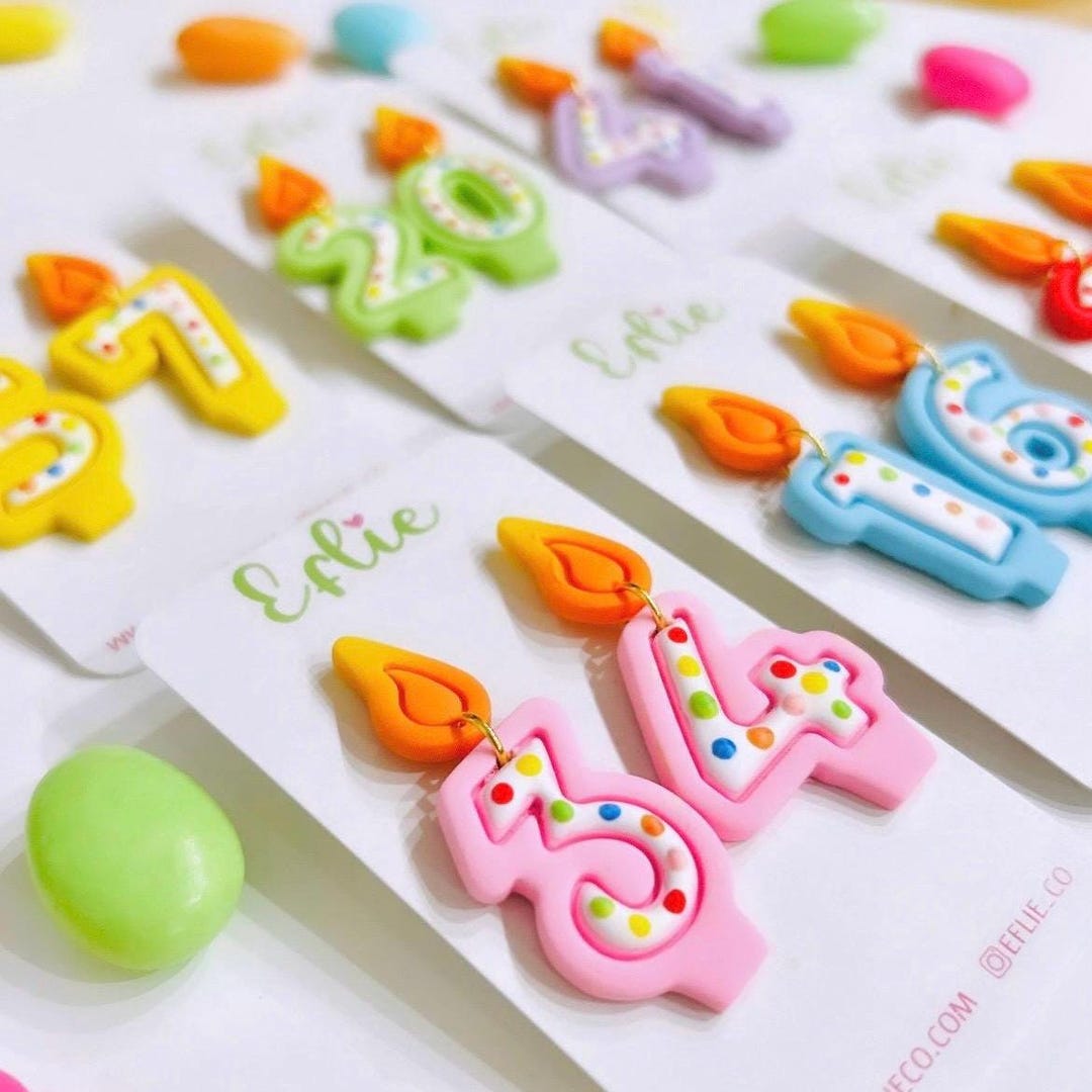 Custom Birthday Candle Earrings Cake Sprinkle Party Dangle Jewelry ...