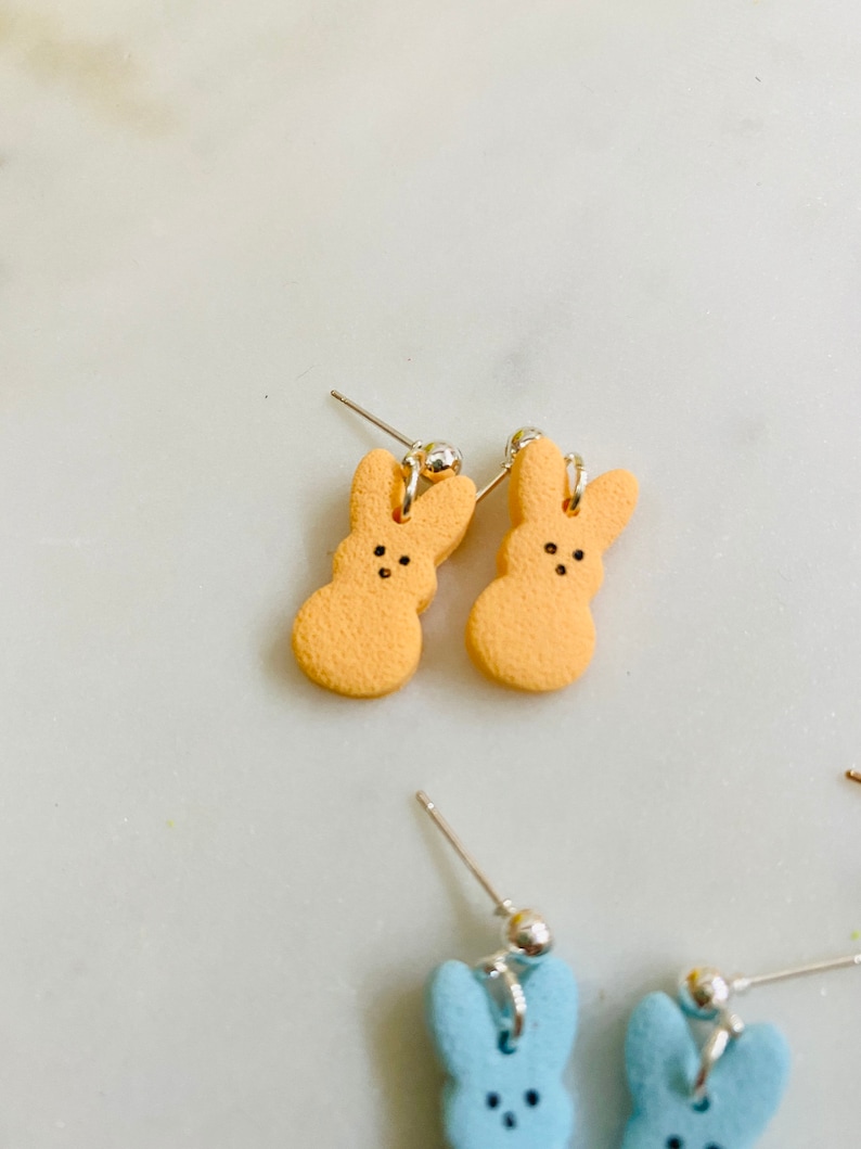 Easter Marshmallow Bunny Dangling Earrings Easter Bunnies - Etsy