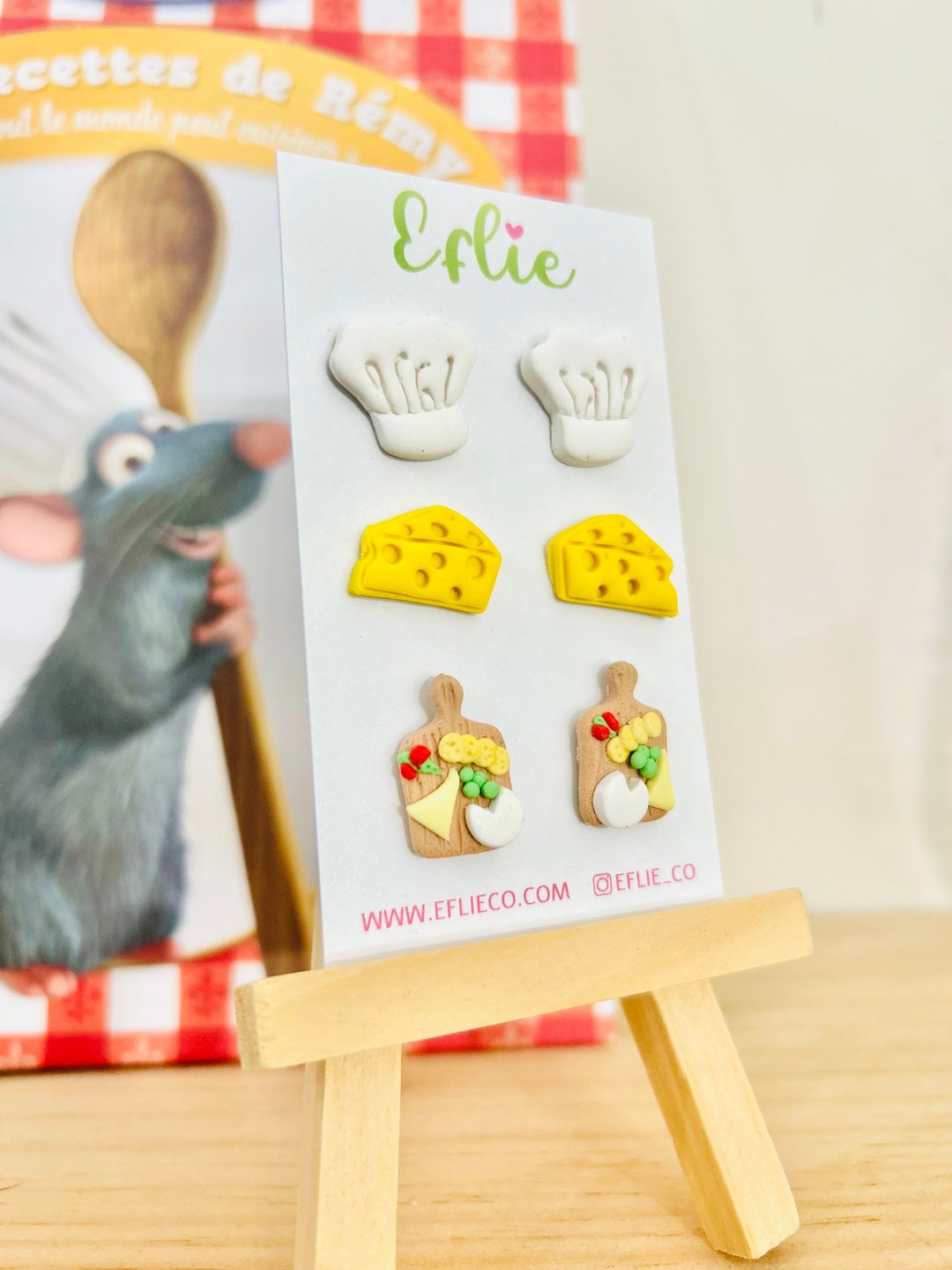 Chef Cheese Picnic Studs Set Polymer Clay Earrings | Chef Hat Studs ...