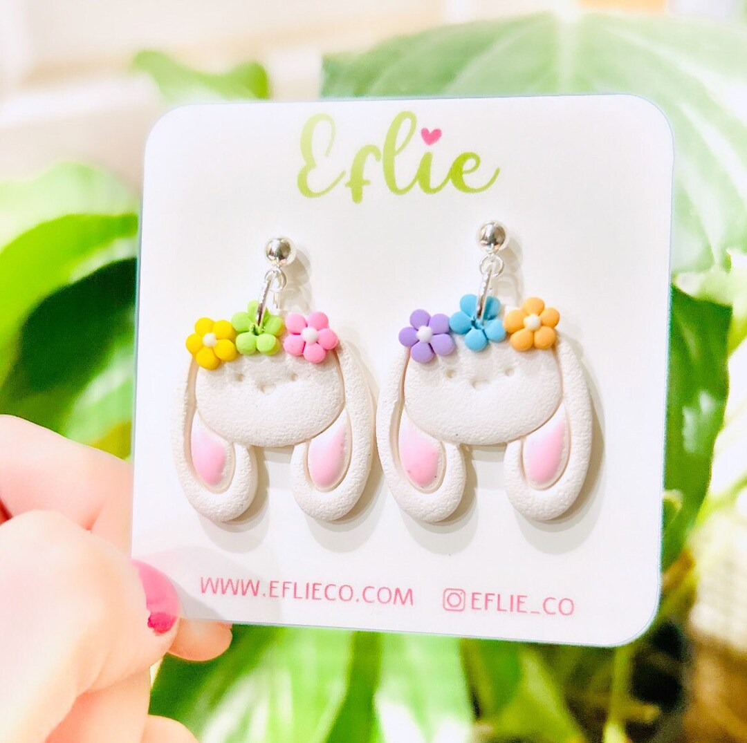 Easter Floral Bunnies Earrings | Easter Cute Bunny Dangle | Spring ...