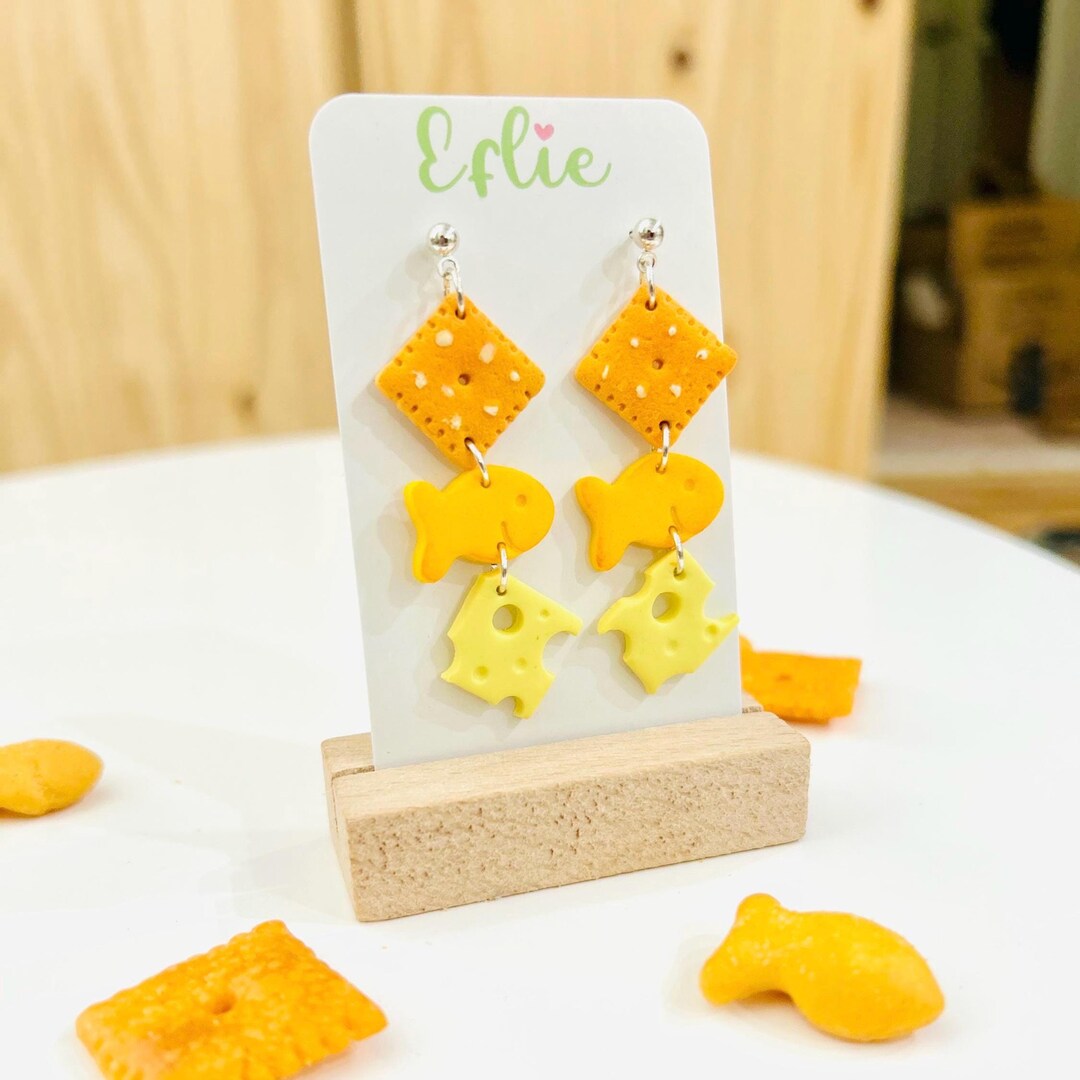 Crackers Cheese Dangle Earrings Food Jewelry Breakfast Cheesey Snacks ...