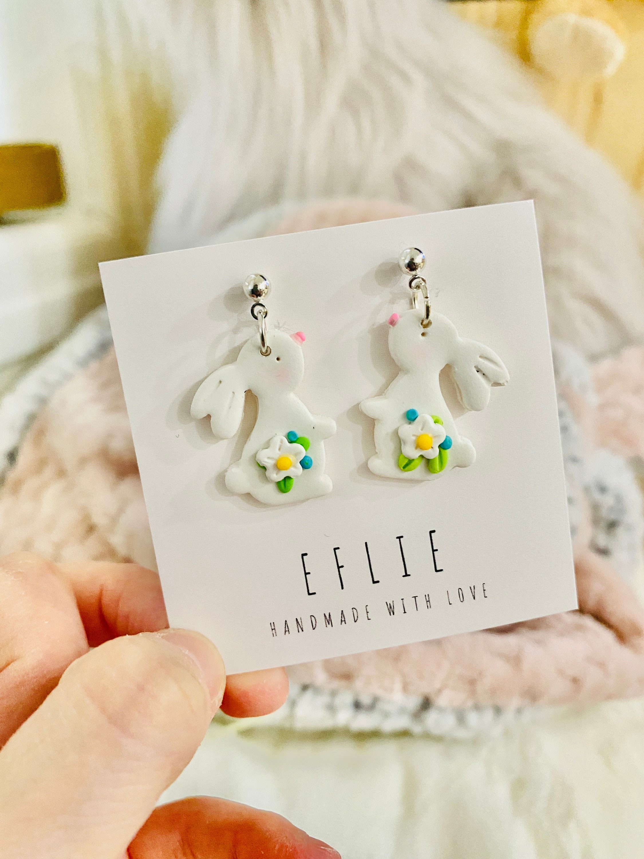 Easter Flower Bunny Dangling Earrings | Easter Bunnies | Easter Floral ...