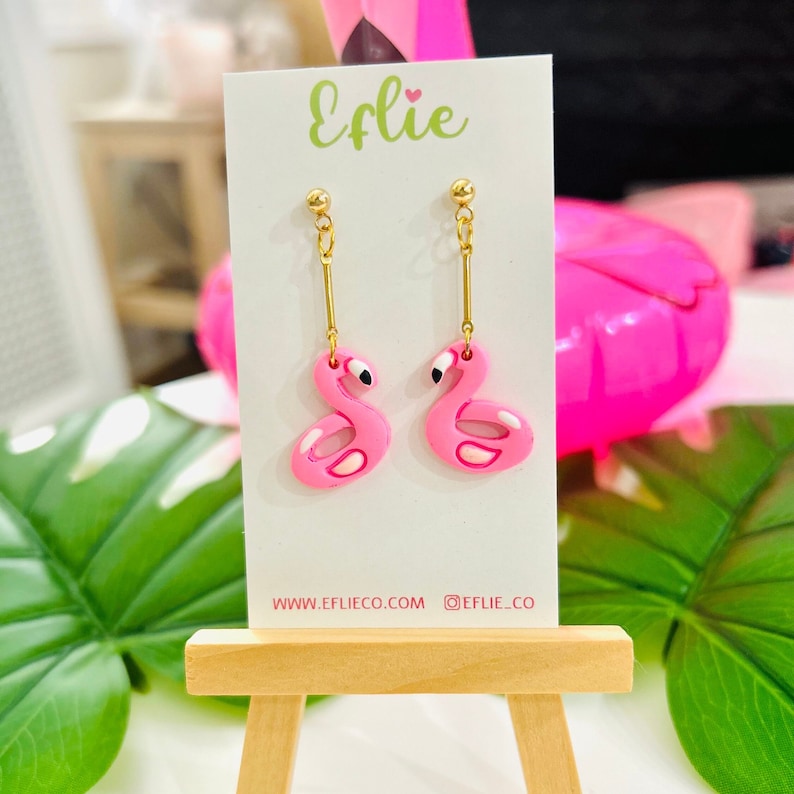 Pink Float Flamingos Inflatable Dangle Earrings | Animal Earrings ...