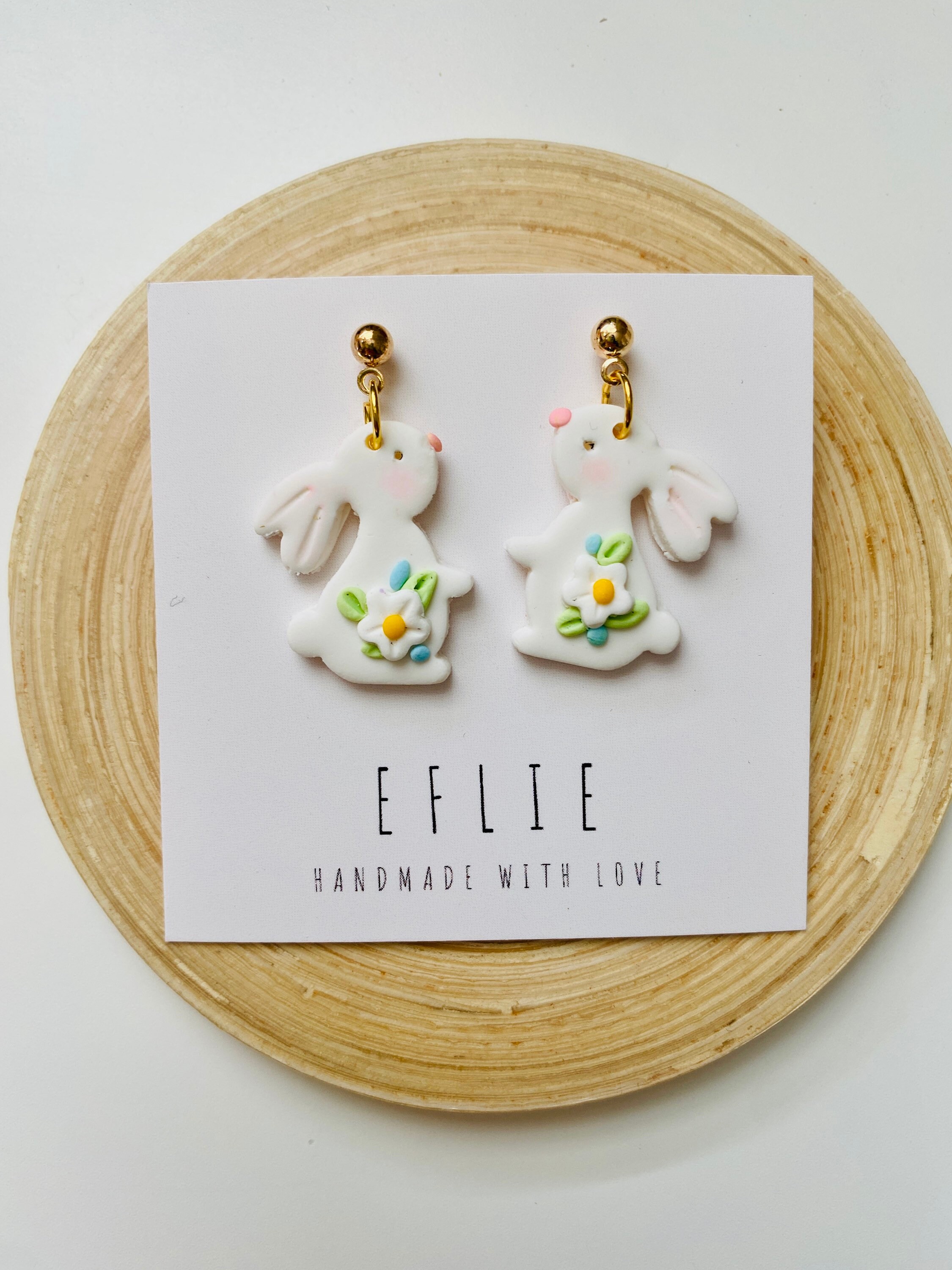 Easter Flower Bunny Dangling Earrings Easter Bunnies - Etsy