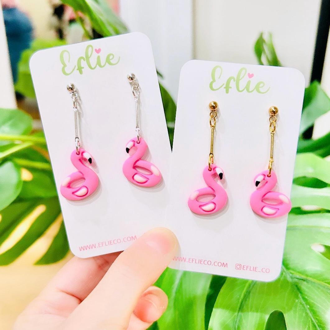 Pink Float Flamingos Inflatable Dangle Earrings | Animal Earrings ...