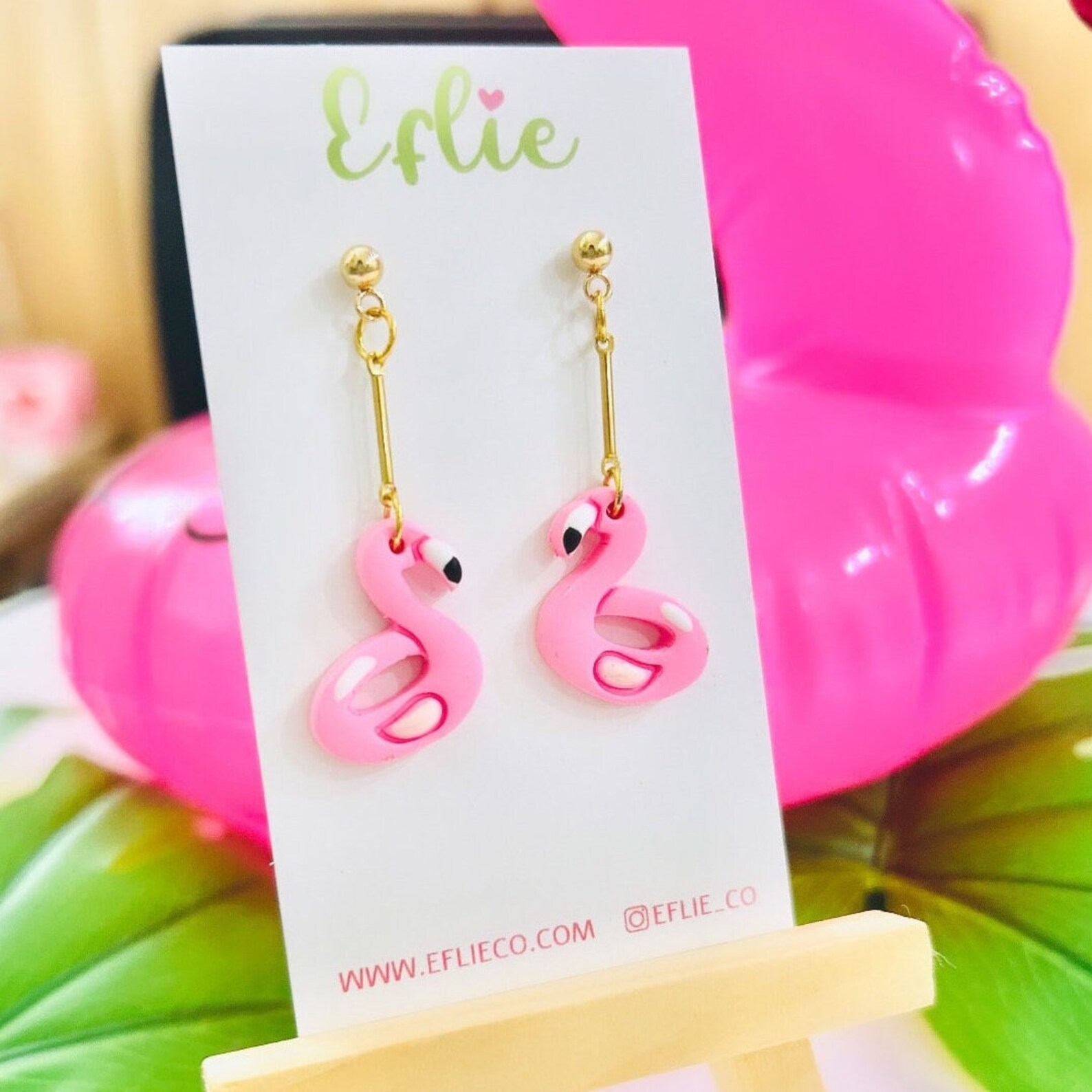 Pink Float Flamingos Inflatable Dangle Earrings | Animal Earrings ...