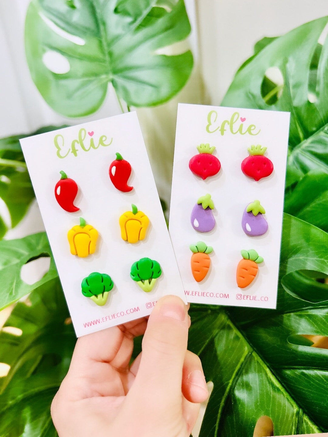 Vegetables Stud Earrings Set | Summer Veggies Studs Three Set | Cute ...