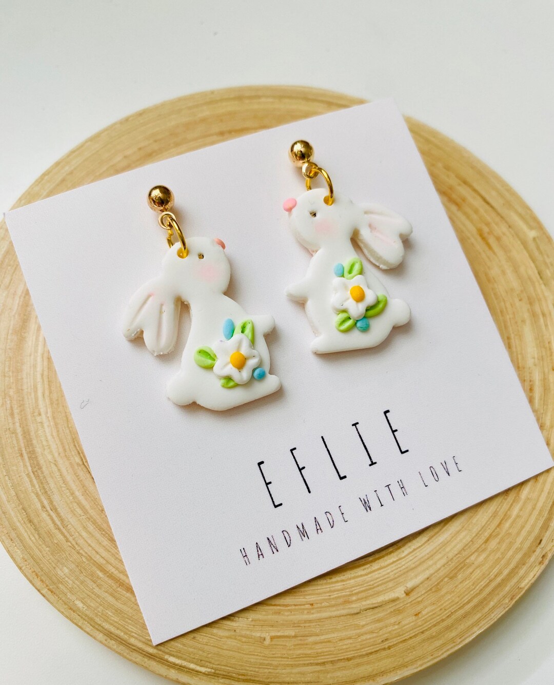 Easter Flower Bunny Dangling Earrings Easter Bunnies Easter Floral ...