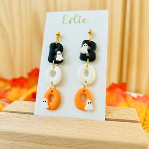 Boo Earrings | Halloween Spooky Boo Dangle Earrings | Black White ...