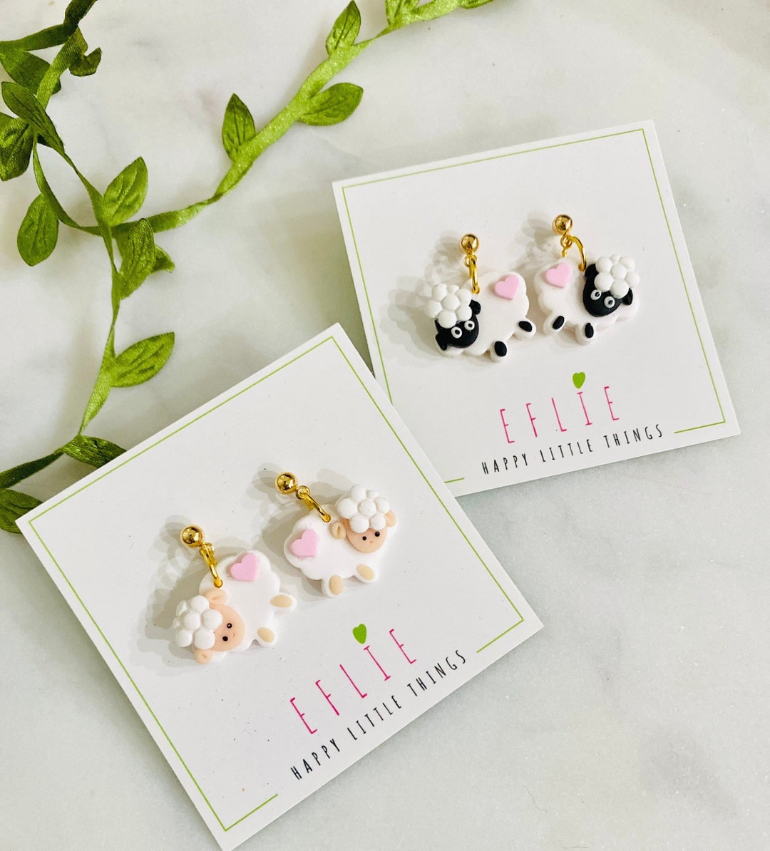 Sheep Dangling Earrings | Animal Earrings | White Sheep Black Sheep ...