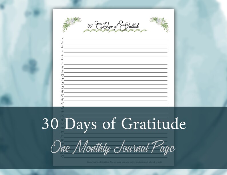 Gratitude Journal, 30 Days of Gratitude, Thanksgiving Journal, Month of ...