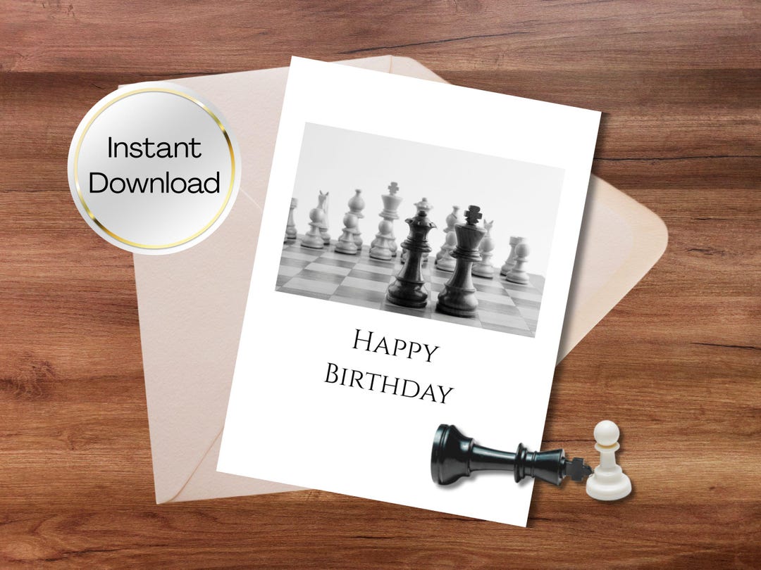Romantic Chess Birthday Card - Whimsical and Cheeky Design for Him or ...