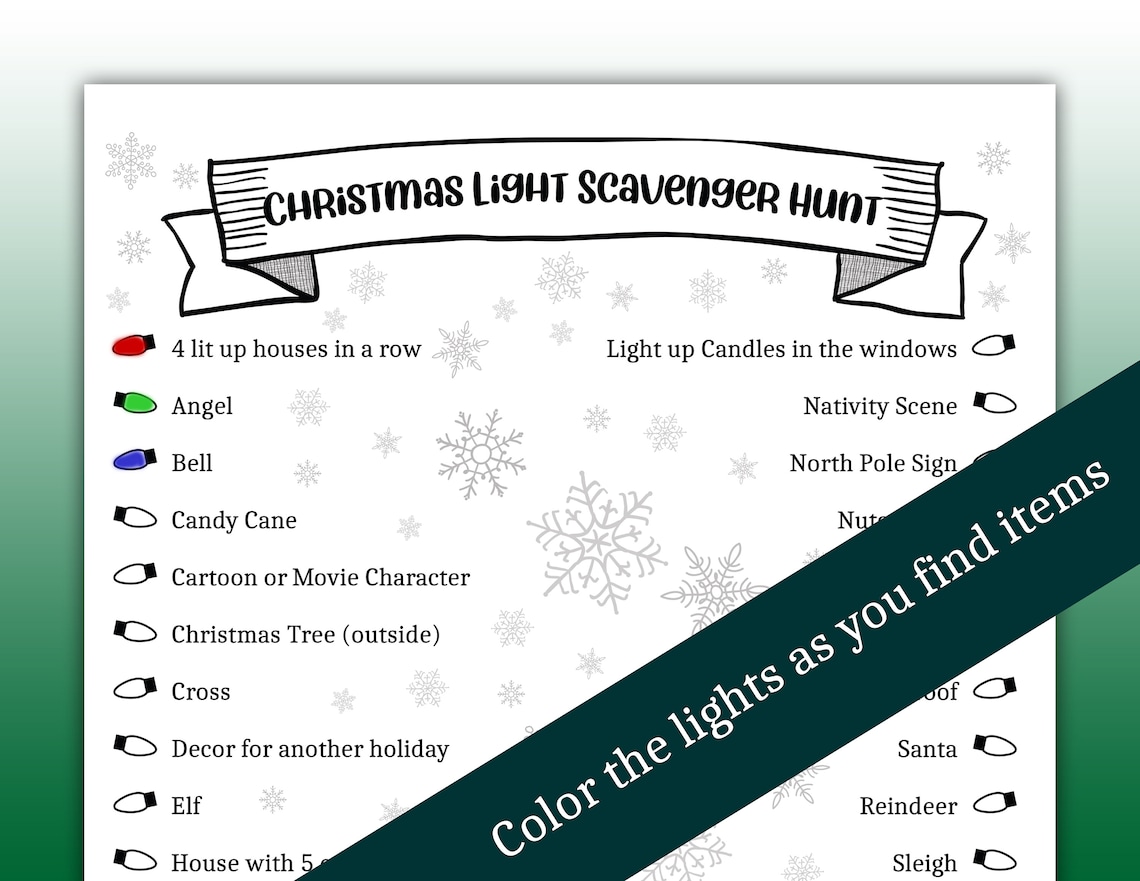 Christmas Light Scavenger Hunt, Family Game Printable, Christmas Group ...