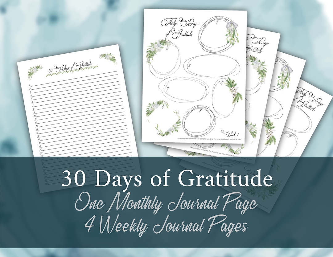 Gratitude Journal, 30 Days of Gratitude, Thanksgiving Journal, Month of ...