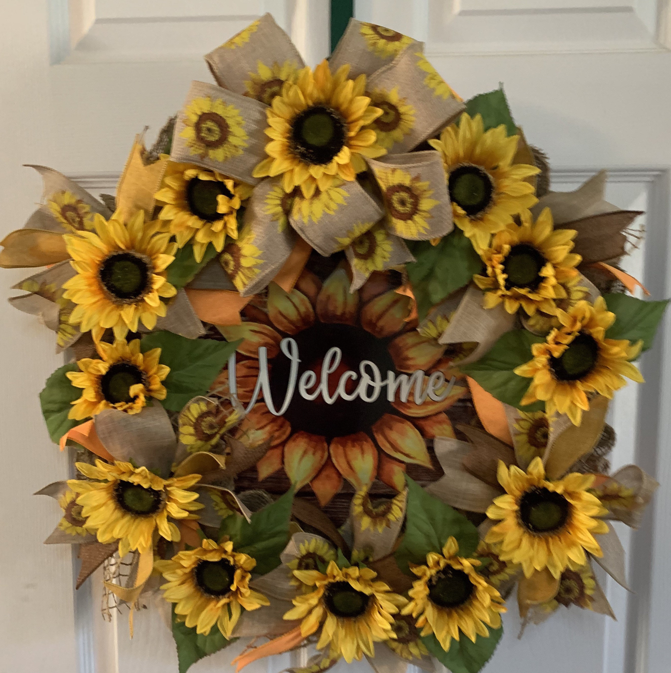 Sunflower wreath-welcome wreath-ribbon burlap flower wreath. | Etsy