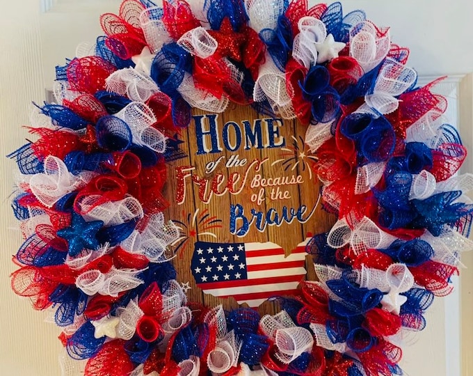 American Flag Wreath With Eagle Head, Patriotic Wreath for Front Door ...