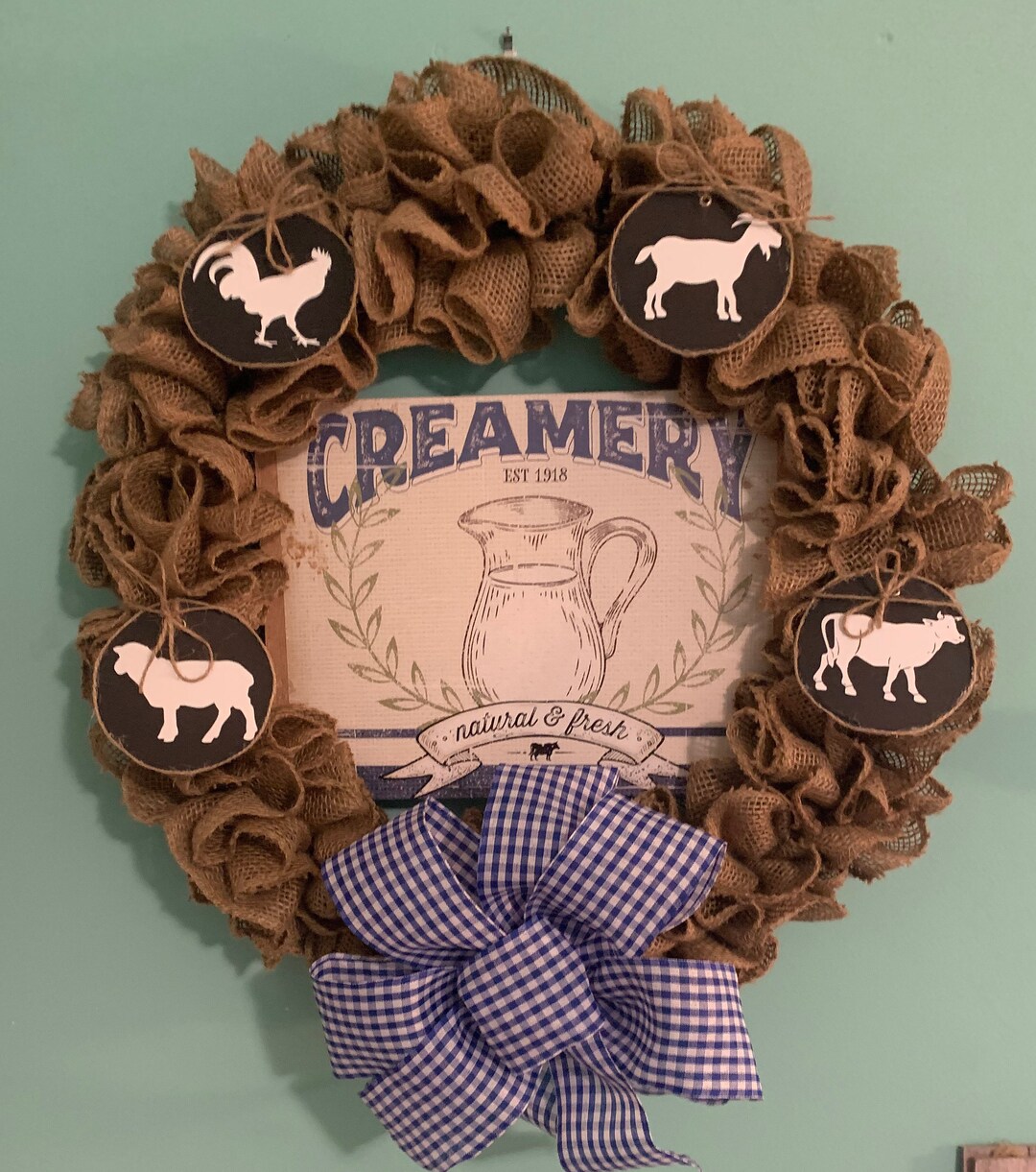 Burlap Farm Animals Wreath - Etsy