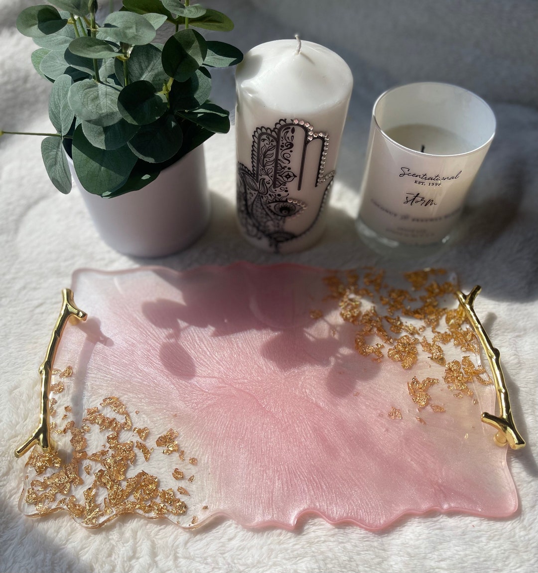 Pink Resin Tray Pink Vanity Tray Pink Perfume Tray Pink - Etsy