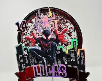 Miles Morales Spider-man Centerpiece, Miles Morales Cake Topper, Spider ...
