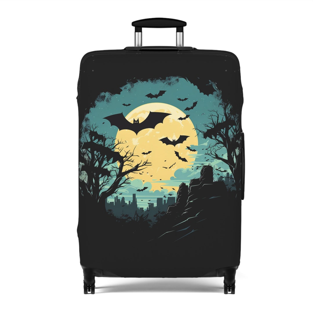 Flying Bats Yellow Moon Art Print Happy Halloween Suitcase Haunted ...