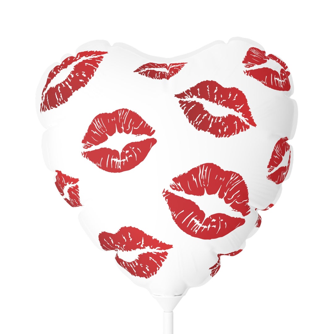 Red Lips Kisses Balloon Valentine's Day Decor Galentines Day Romantic ...