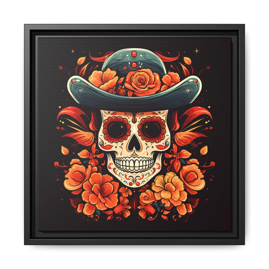 Day of the Dead Dia De Los Muertos Orange Black Green Spooky Halloween ...