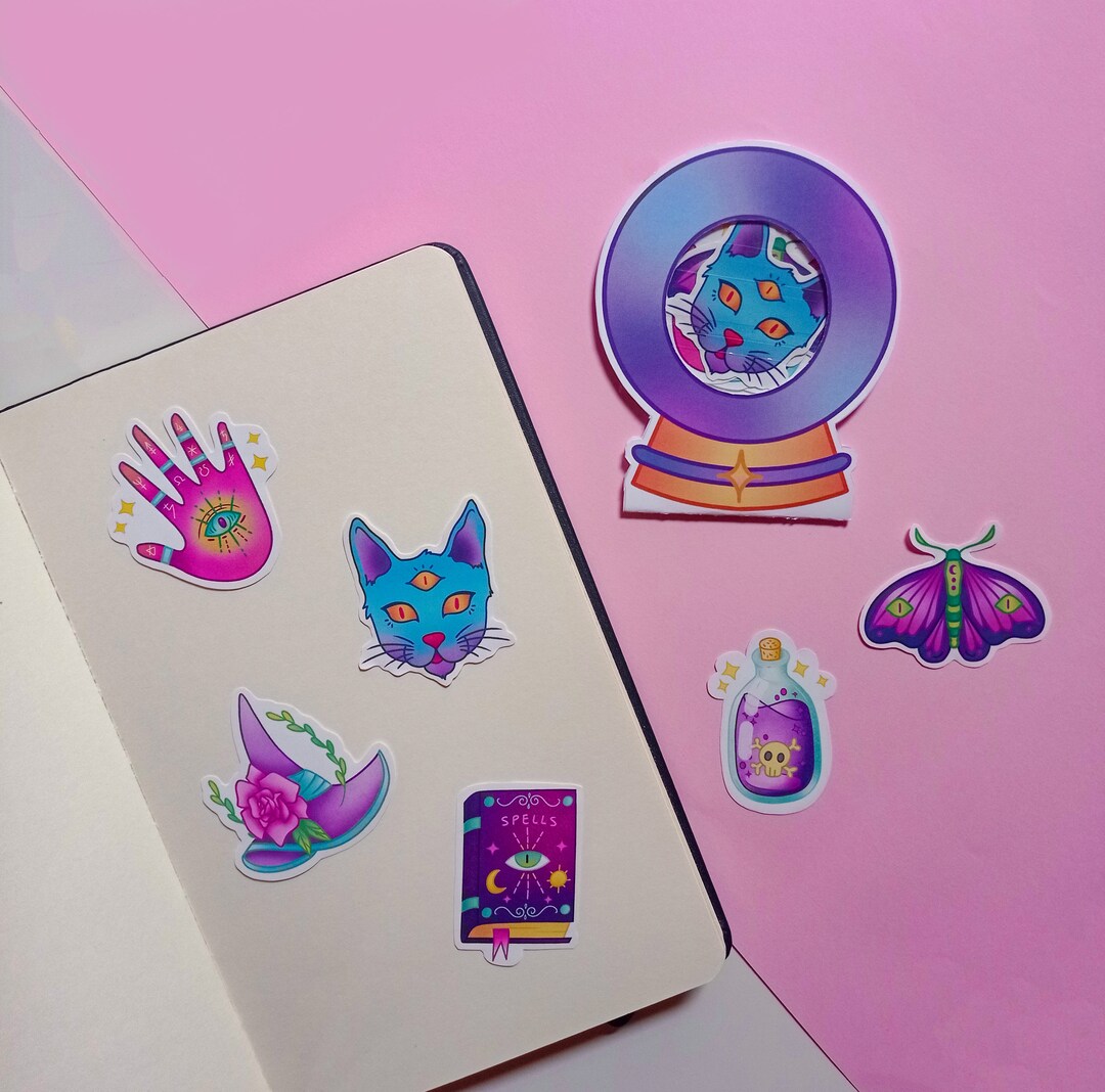 Kawaii Witch Sticker Pack, Cute Witch Stickers, Pastel Witch Stickers ...