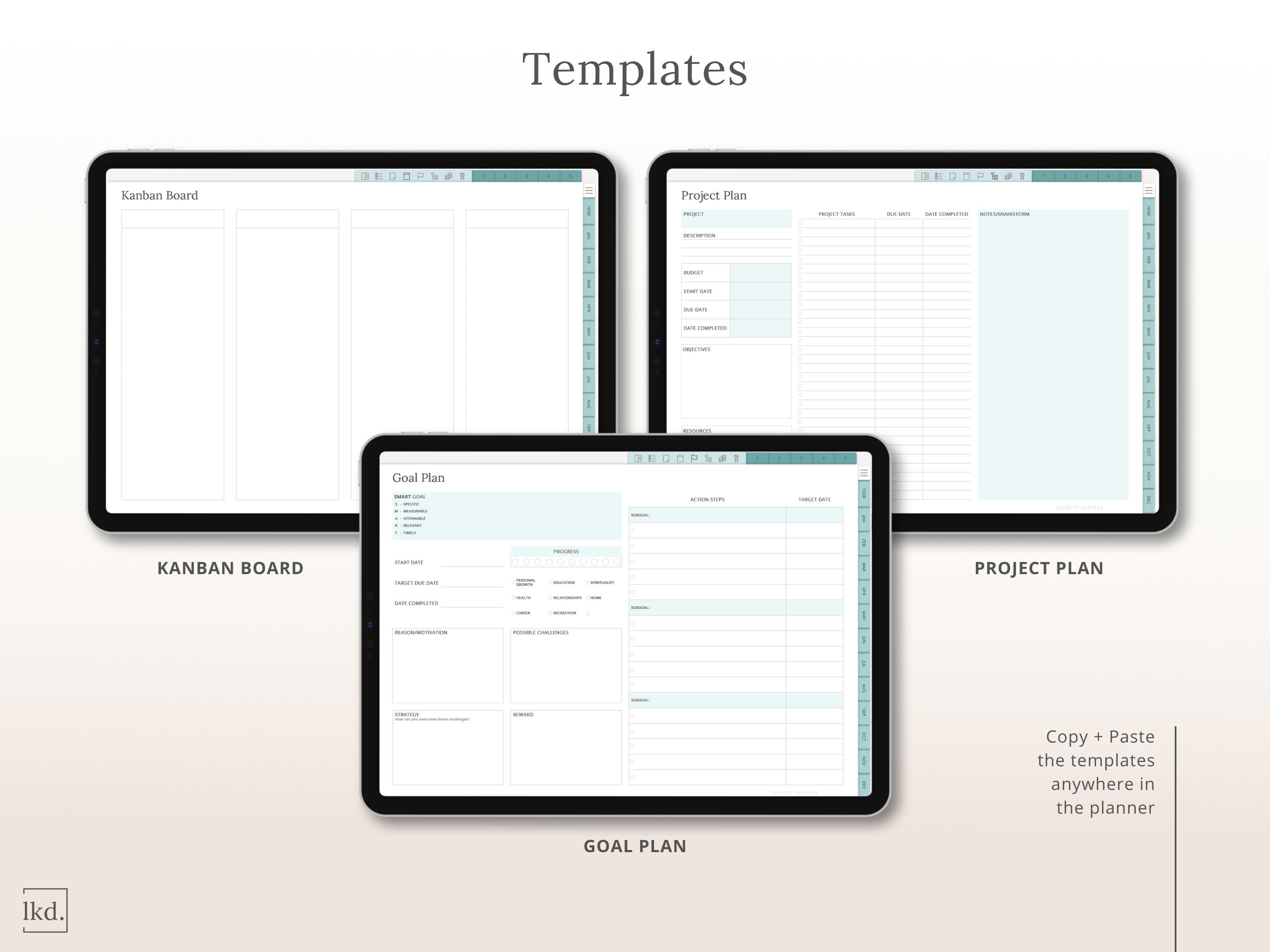 Simple Undated Digital Planner, Productivity Planner Goodnotes ...