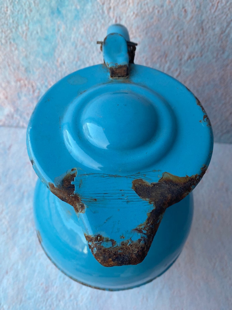 Enamel Blue Kettle Vintage Tea Pot Teapot Kitchen Decor - Etsy