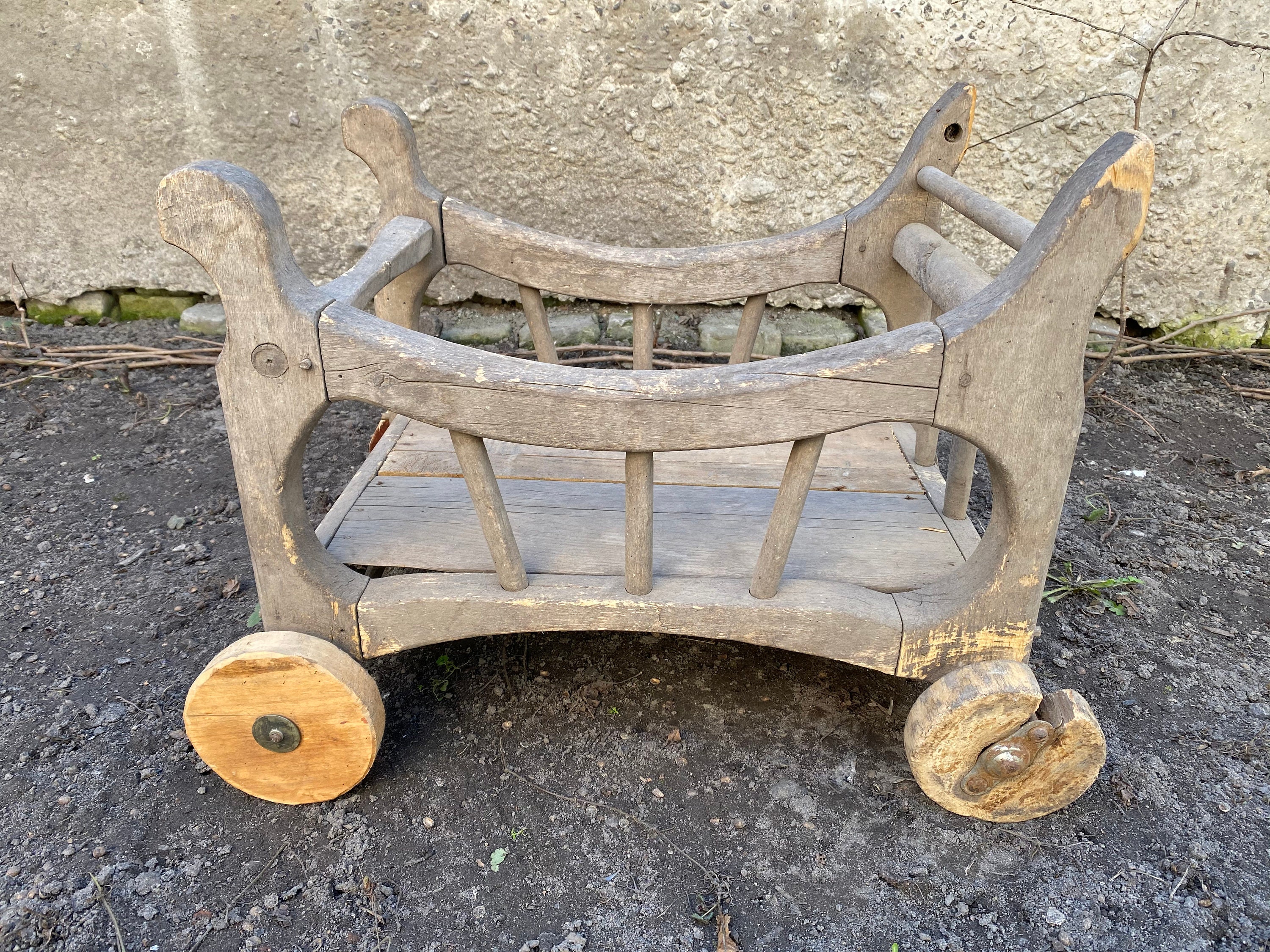 Antique Wooden Pram Old Stroller Ethnic Perambulator - Etsy
