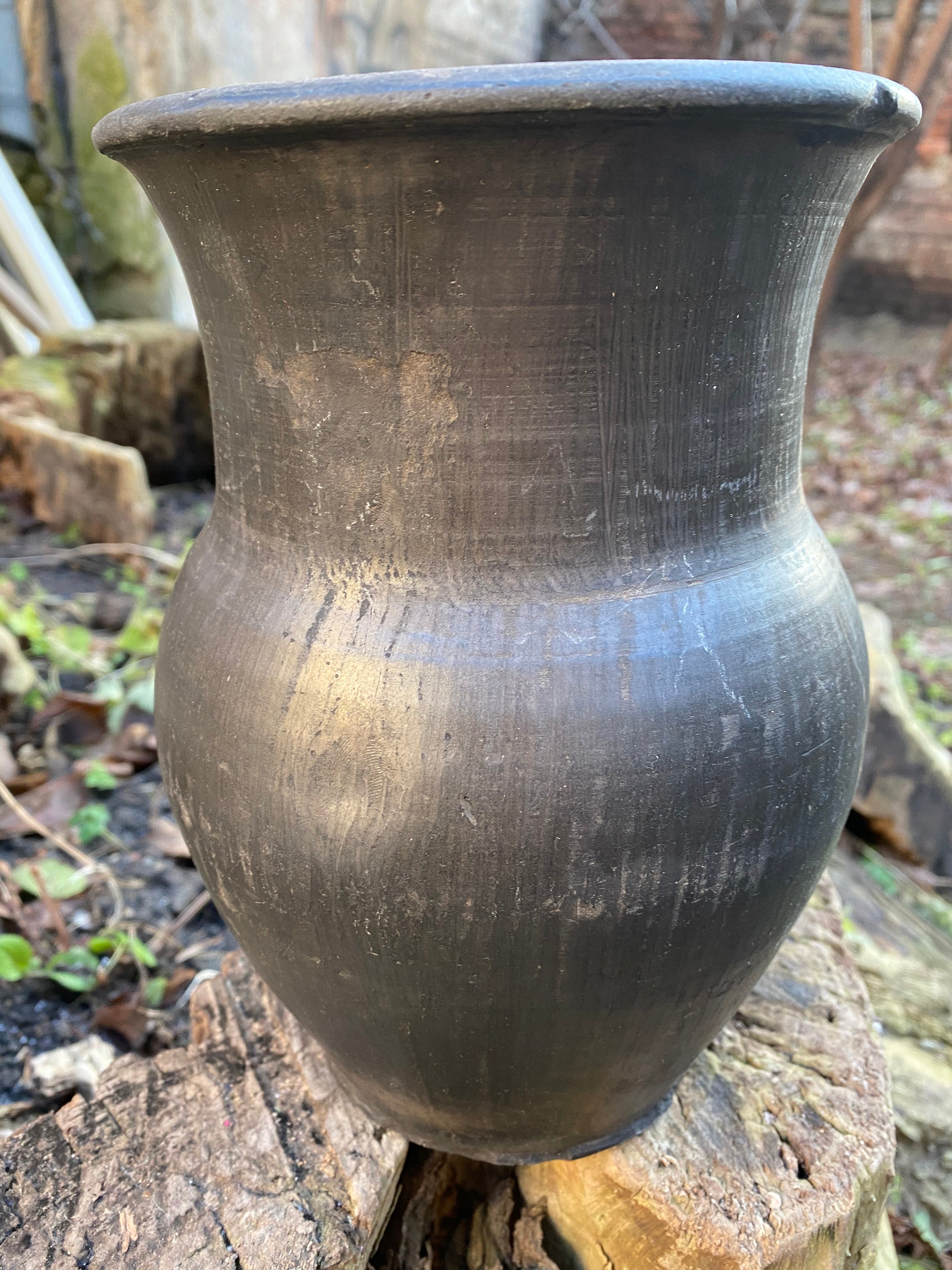 Antique Black Pot - Ceramic Pitcher - Milk Jug Ewer - Pottery Vessel ...