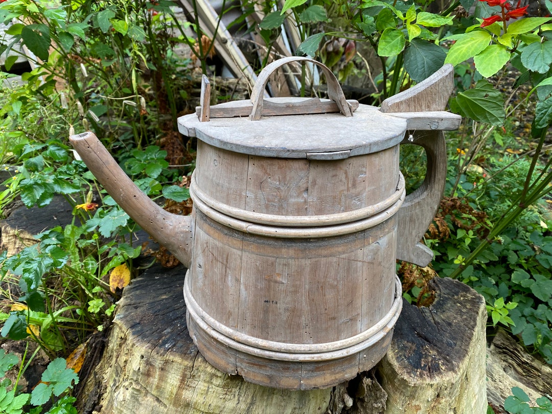 Antique Wooden Watering Can - Ethnic Bucket - Farmhouse - Home Decor ...