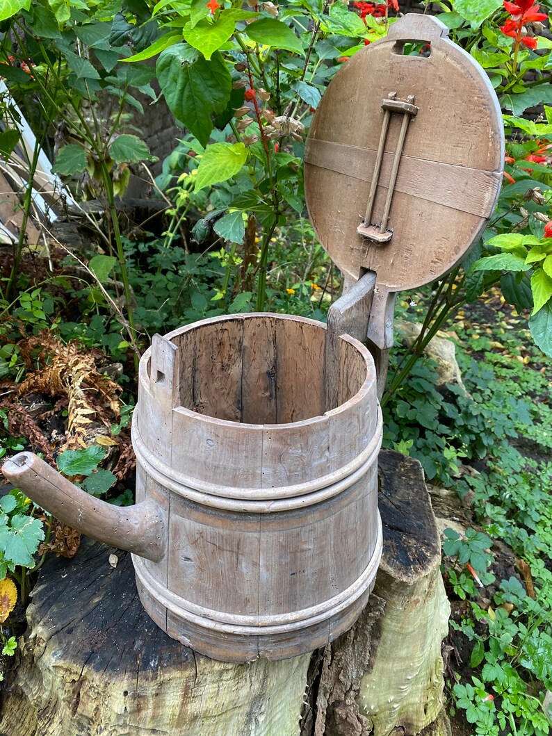 Antique Wooden Watering Can Ethnic Bucket Farmhouse Home - Etsy