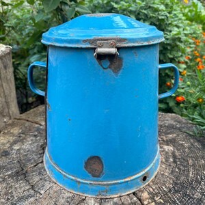 Enamel Blue Container - Antique Bucket - Kitchen Decor - Farmhouse ...