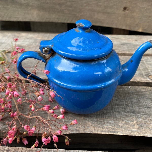 Blue Enamel Teapot - Etsy