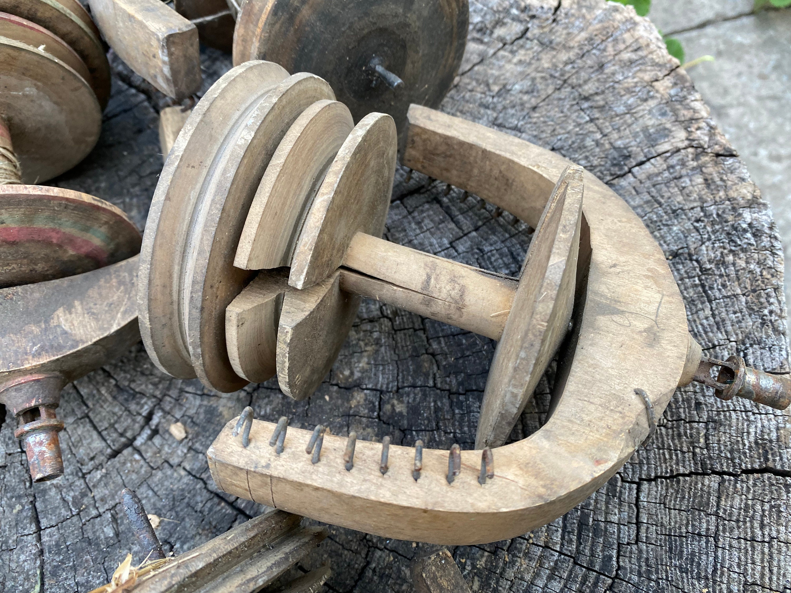 Set of 9 Antique Big Spare Wheel Spool Ethnic Spinning Wheel - Etsy UK